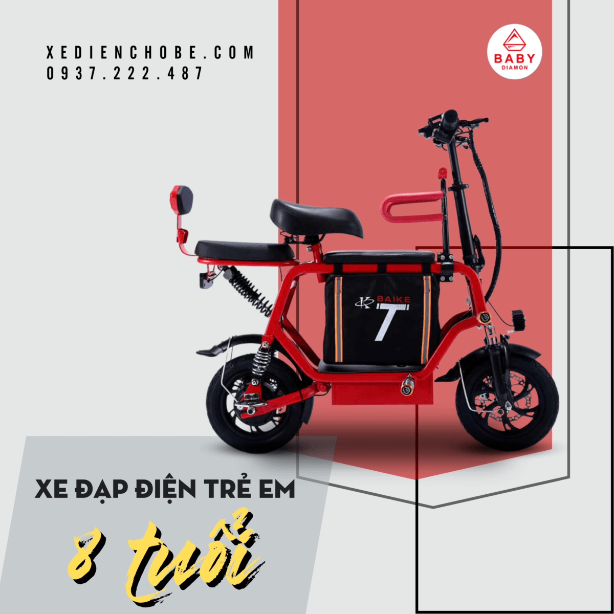 XE ĐẠP ĐIỆN TRẺ EM 8 TUỔI PHỔ BIẾN - Xe Điện Cho Bé Baby Diamon