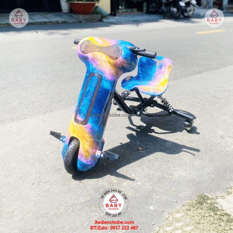 Xe drift cho bé mắt ếch K2, khung tròn, giảm sốc, 5-20 tuổi